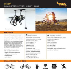 Proslat Garage Gator 4 Bike Lift 220 lb - Space Saver